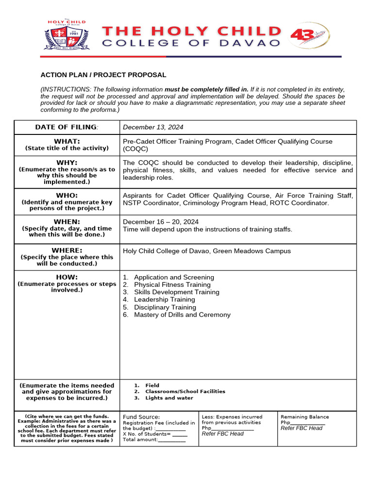 Action Plan Template for COQC | PDF