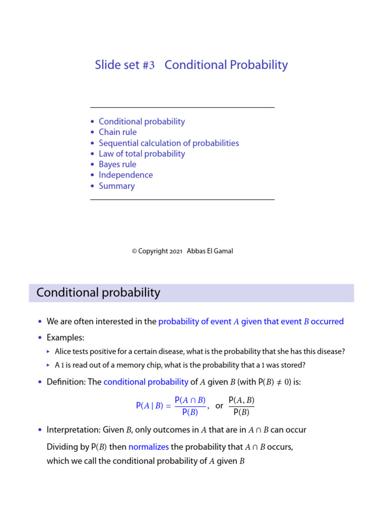 3_Conditional Prob | PDF | Probability | Medical Diagnosis