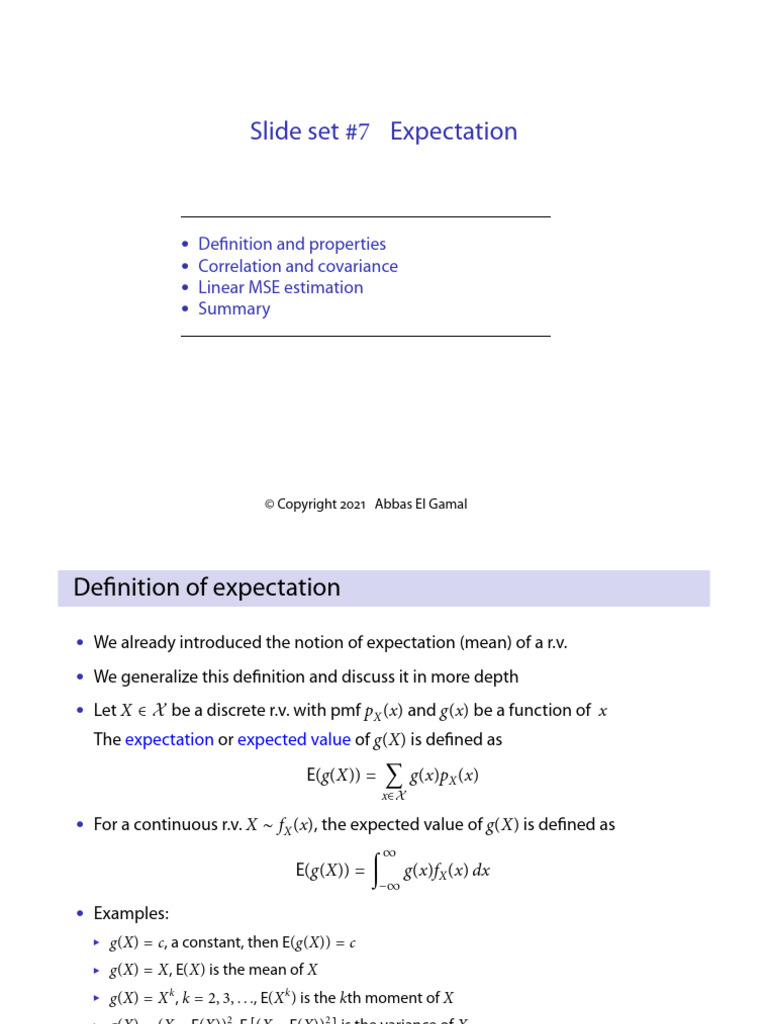 7 Expectation Pdf Mean Squared Error Variance