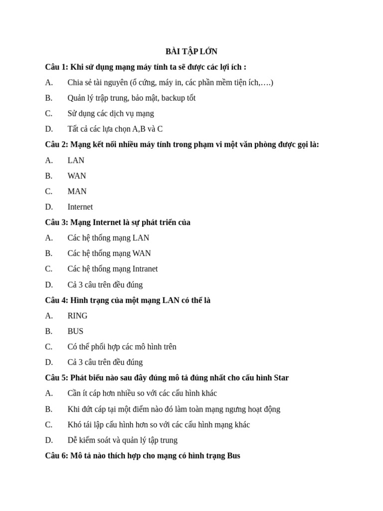 Đề Bài Tập Lớn Môn MMT Thầy Minh | PDF