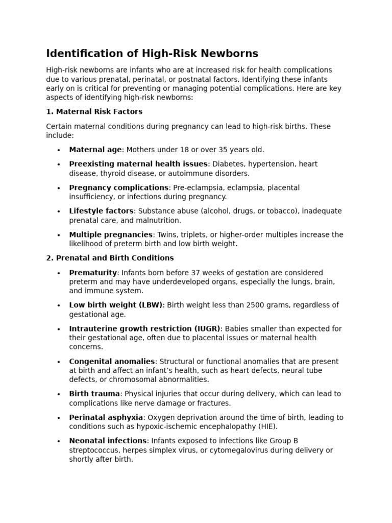 Identifying High-Risk Newborns in NICU | PDF | Prenatal Development ...
