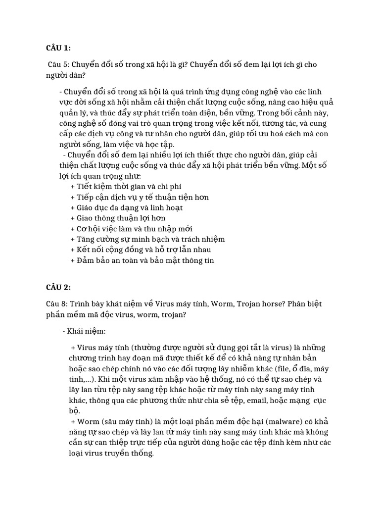 Câu 1,2 | PDF