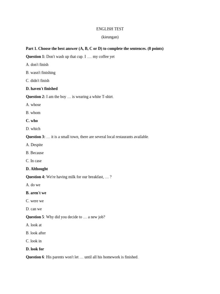 English Language Proficiency Test | PDF | Thomas Edison | Natural ...