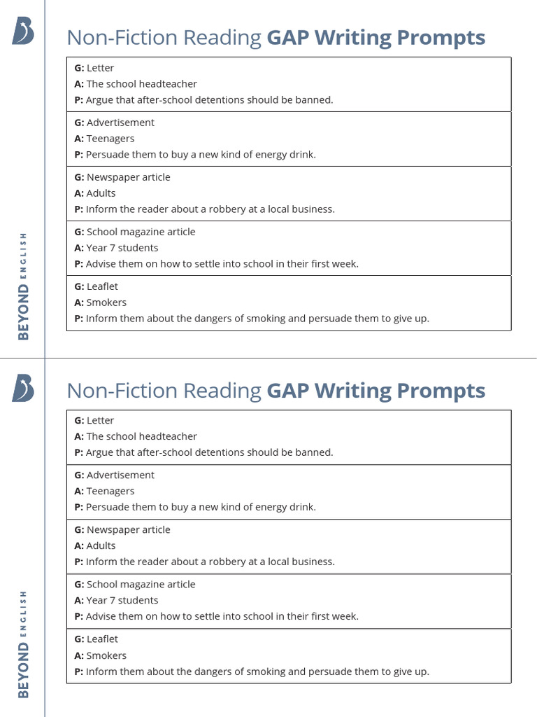 GAP Writing Prompts | PDF