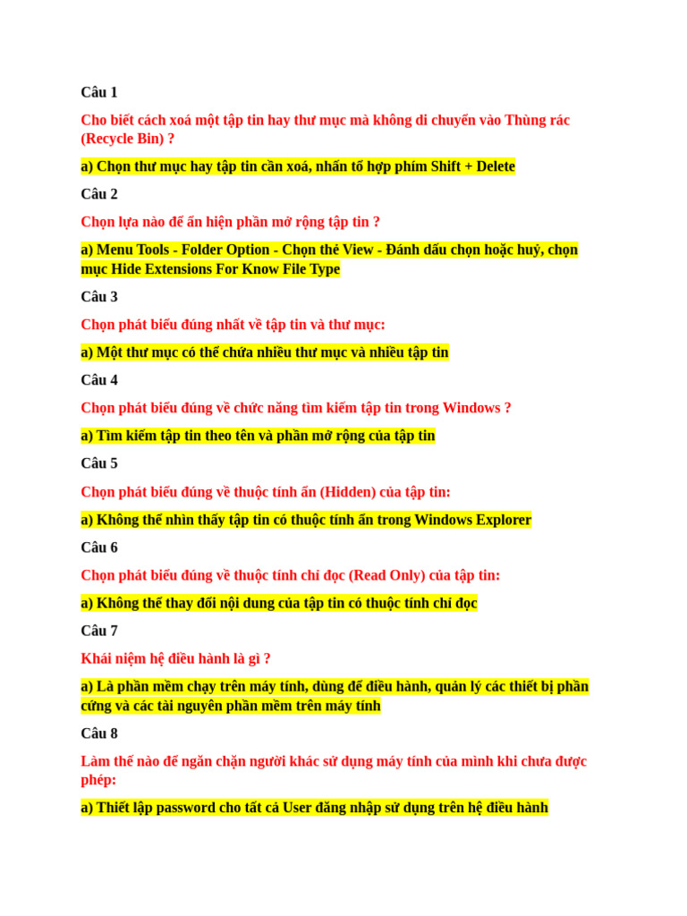 Đáp Án HTTT | PDF