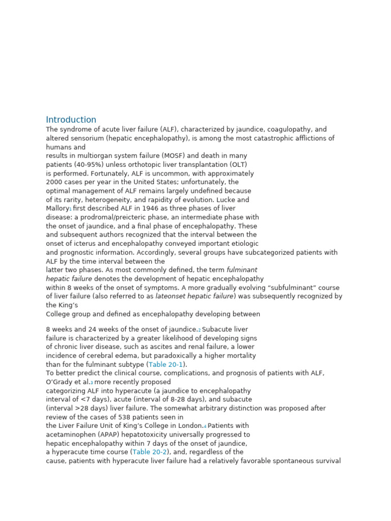 Acute Liver Failure Overview | PDF | Hepatitis | Causes Of Death