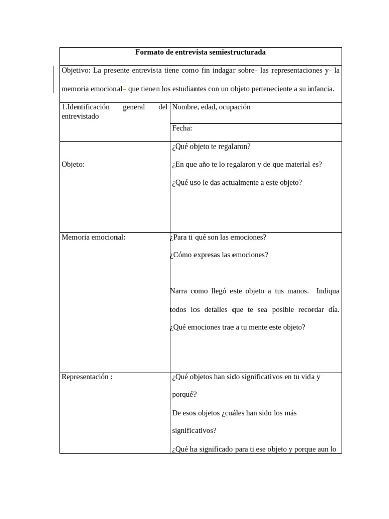 Formato de Entrevista Semiestructurada | PDF