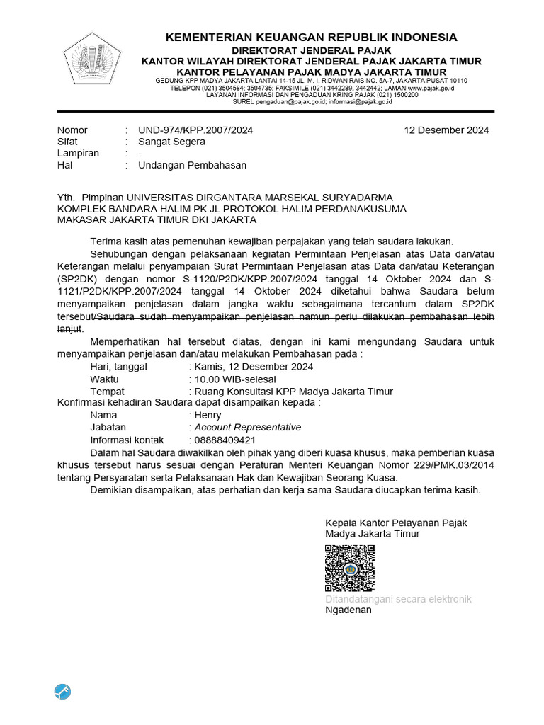 Undangan Pembahasan Pajak Universitas | PDF