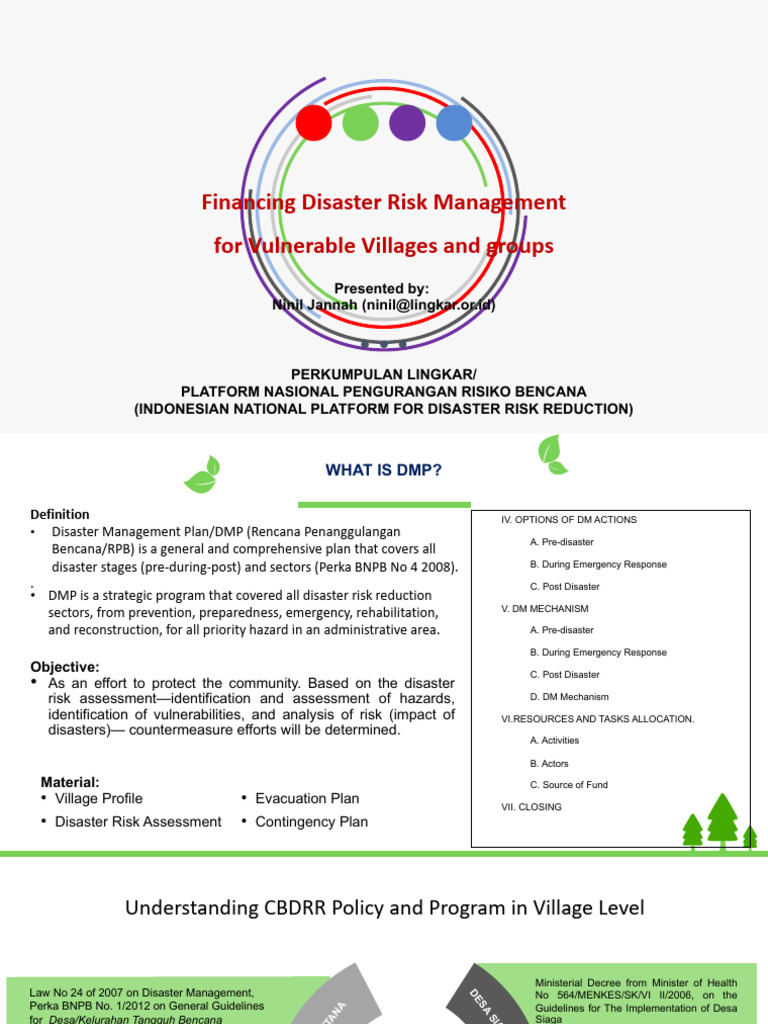 Disaster risk management financing for vulnerable villages and groups ...