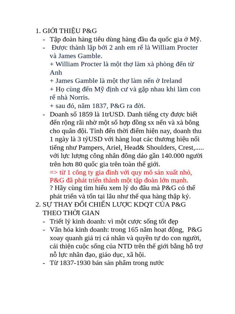 SỰ THAY ĐỔI CHIẾN LƯỢC KDQT CỦA P&G | PDF