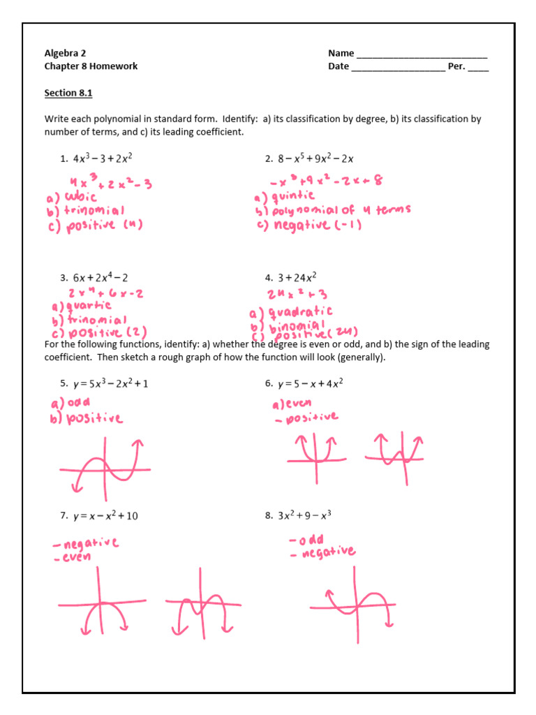 COMPLETED Chapter 8 HW | PDF | Polynomial | Factorization