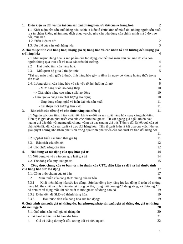 Đề cương KTCT Gki cô Giang Ftu | PDF