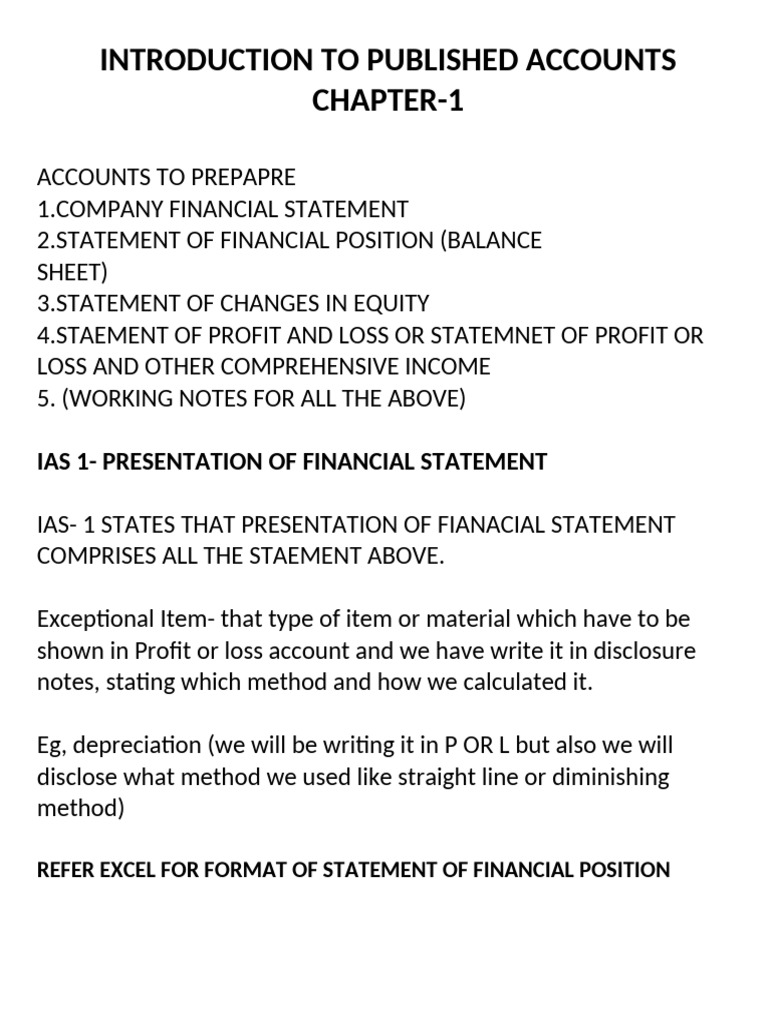 Introduction To Published Accounts | PDF