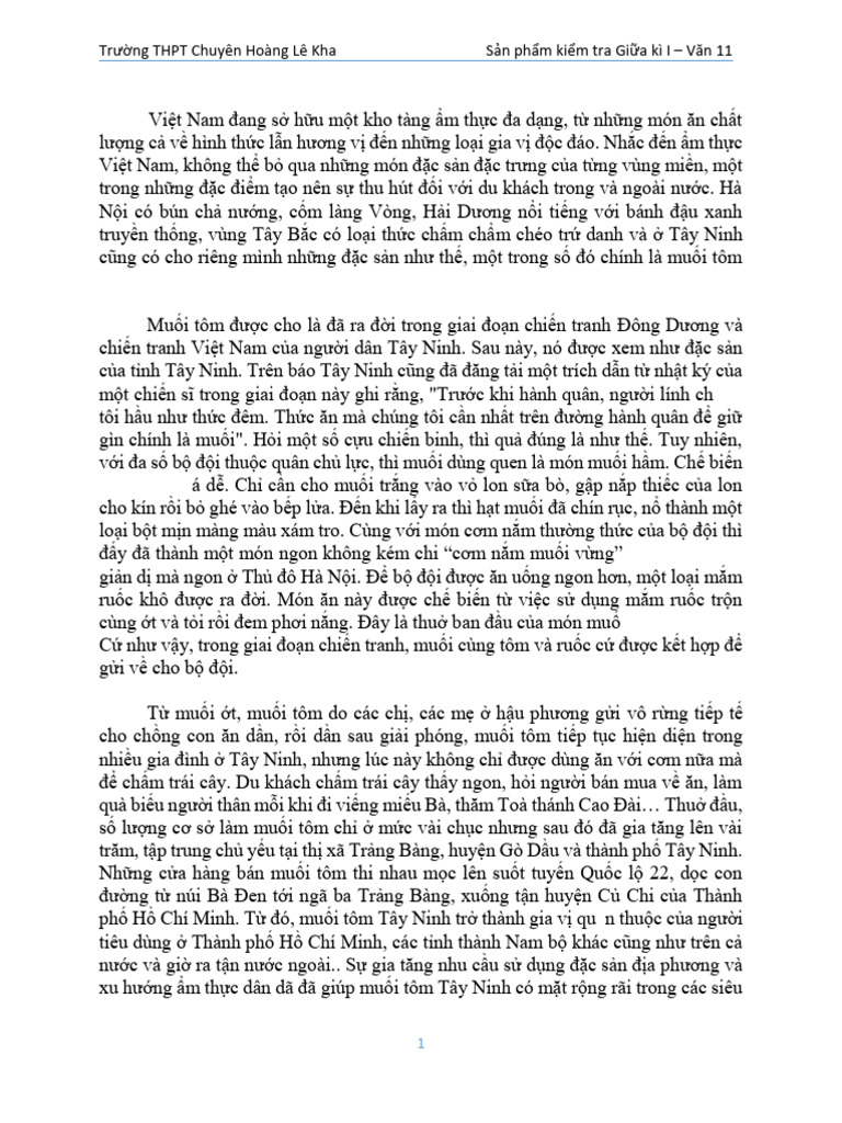 Văn GHK1, muối tôm tây ninh | PDF