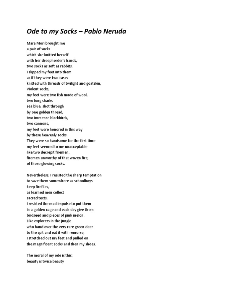 Ode To The Socks - Pablo Neruda | PDF