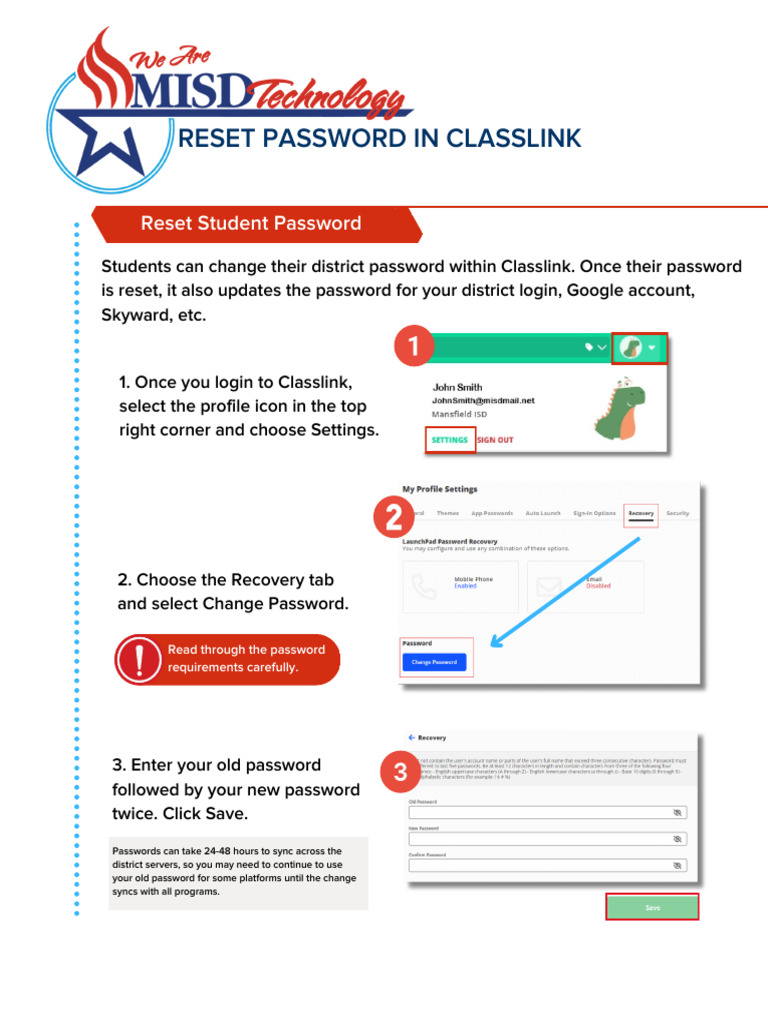 Reset Password in Classlink | PDF