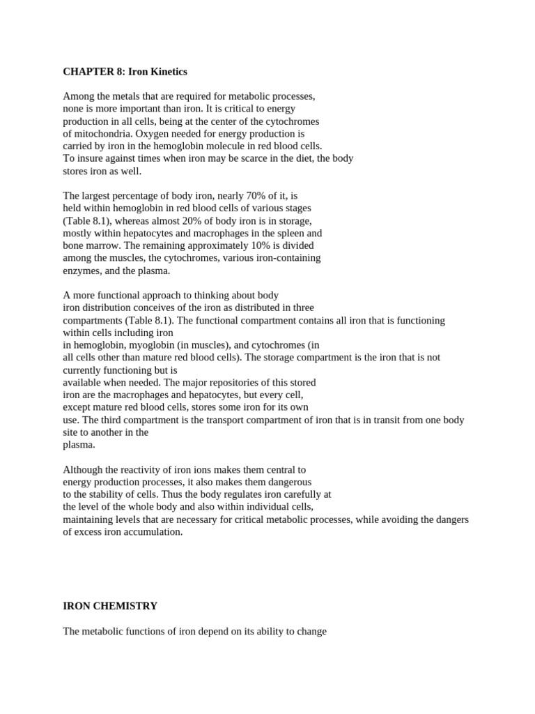 Iron Kinetics | PDF | Iron | Hemoglobin