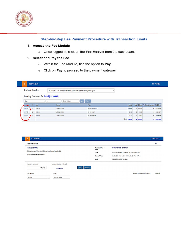 FeePayment Instruction | PDF | Credit Card | Payments