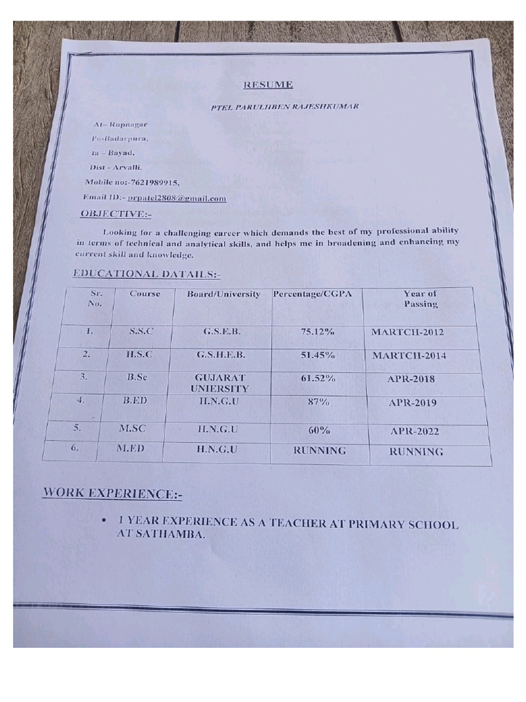 Parul Resume PDF | PDF