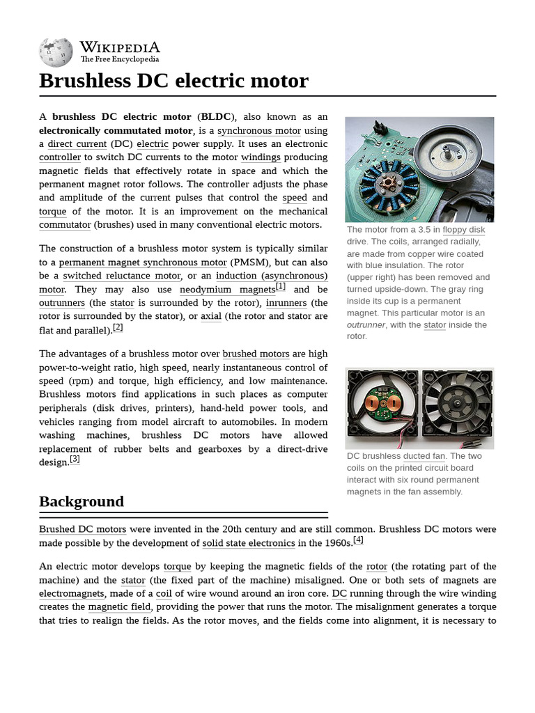 Brushless DC Motor Overview | PDF | Electric Motor | Manufactured Goods