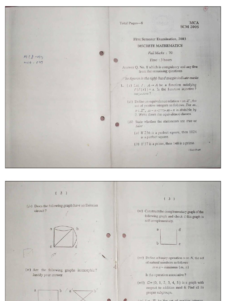 Mca 1 Sem Scm 2005 Discrete Mathematics 2003 | PDF Mca 1 Sem Scm 2005 Discrete Mathematics 2003 | PDF