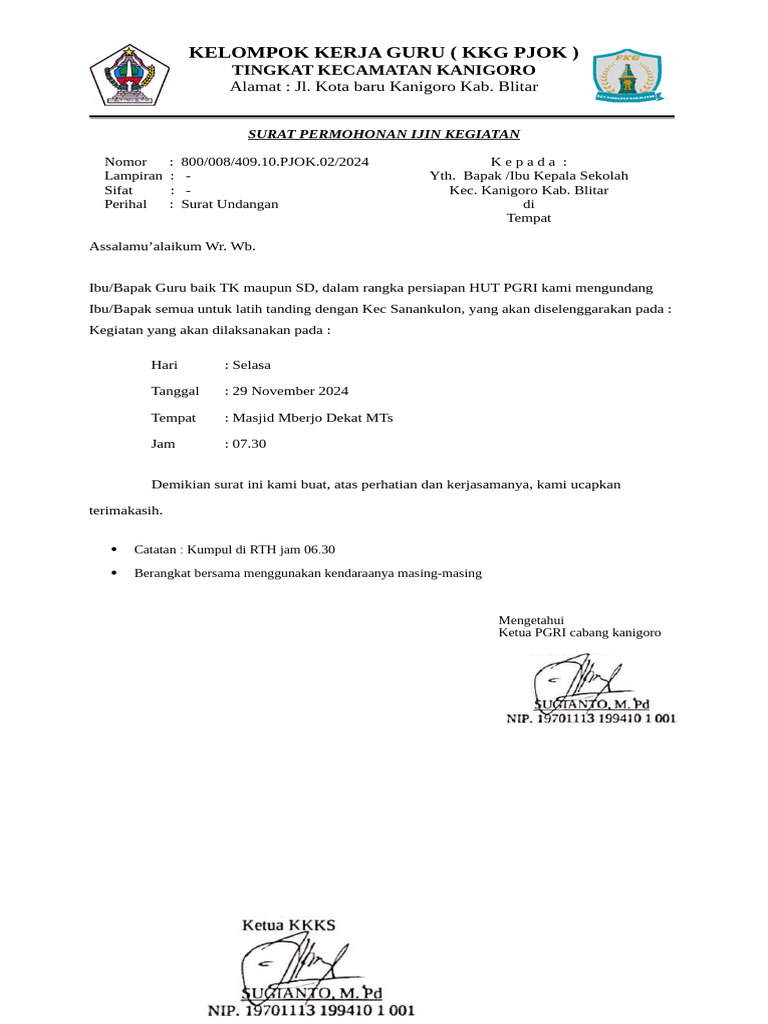 Surat Undangan Pertemuan | PDF
