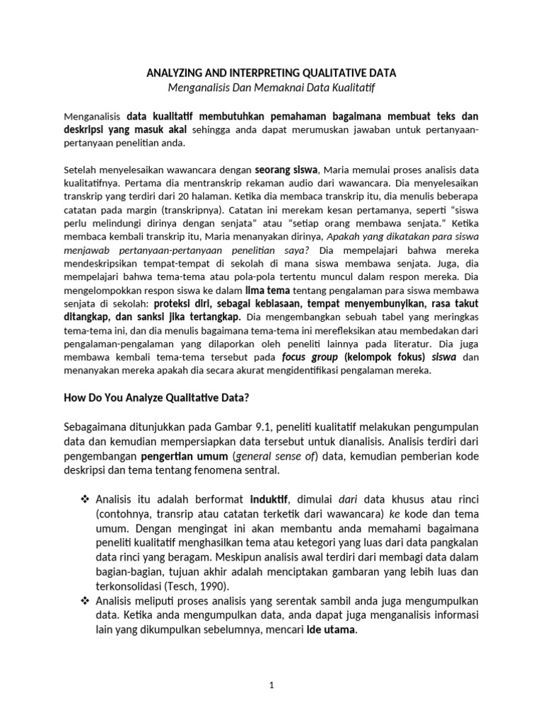 Ch. 9 - Analisis Dan Interpretasi Data Kualitatif | PDF