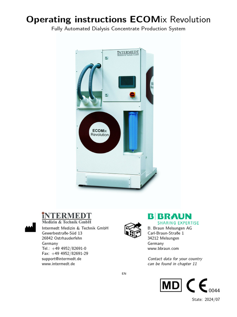 ECOMix Revolution Operating Instructions | PDF | Hemodialysis ...