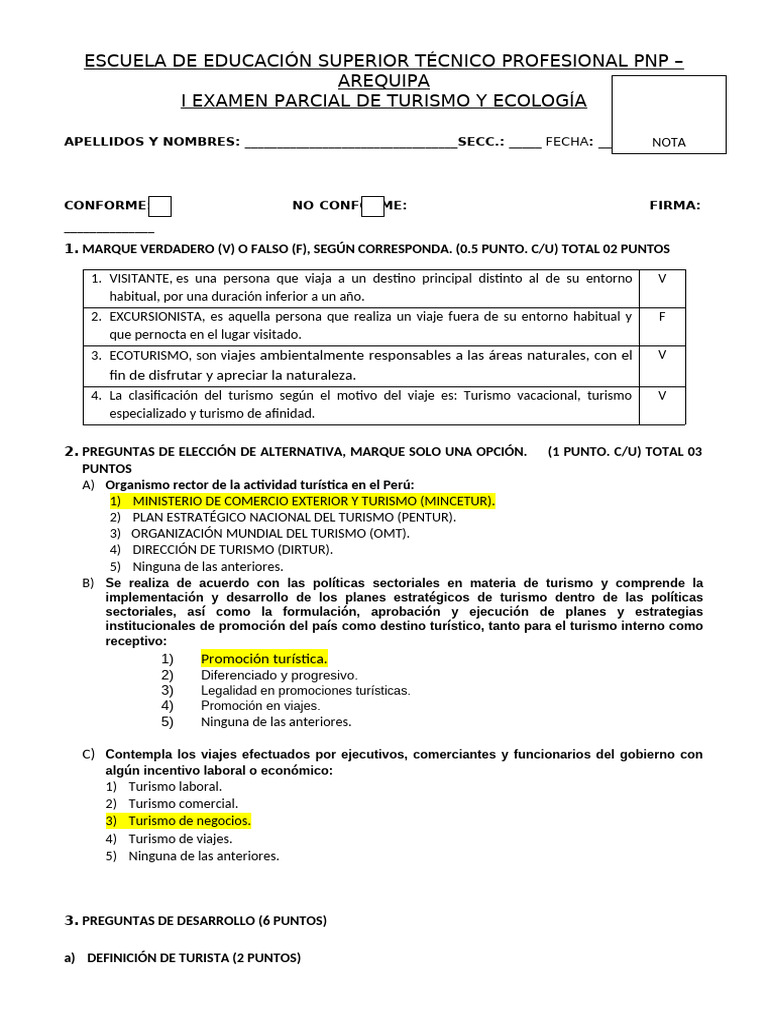 Modelo Examen B Desarrollado | PDF | Turismo