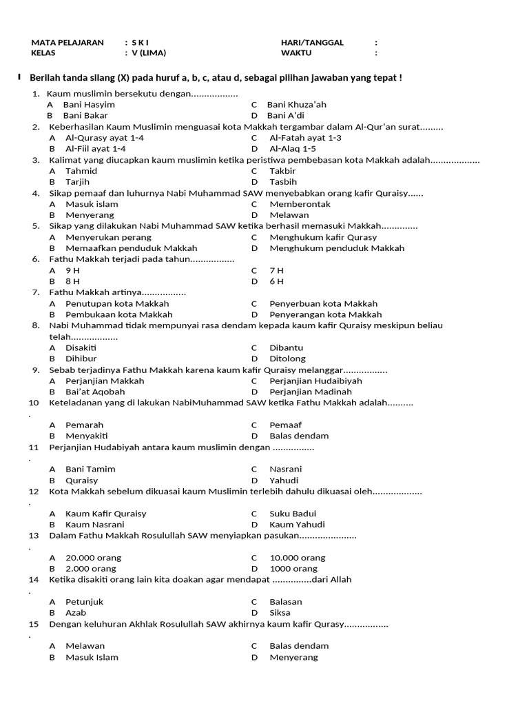 pas ski sdi kelas 5 2024 | PDF