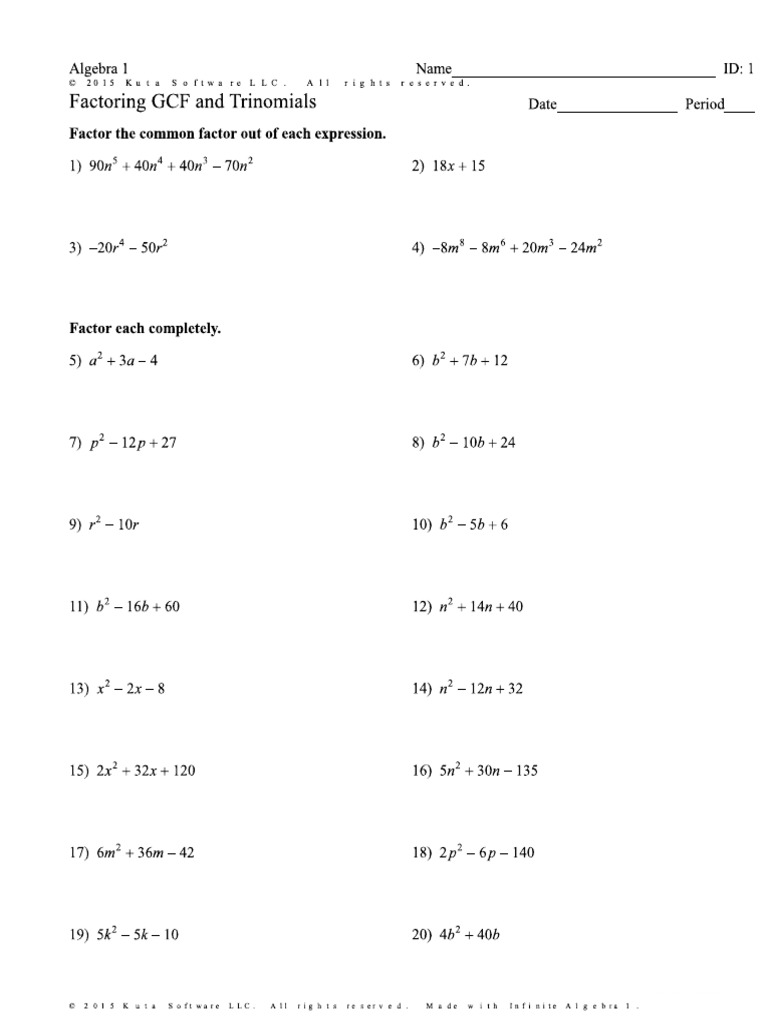 1-Factoring GCF and Trinomials (1) | PDF