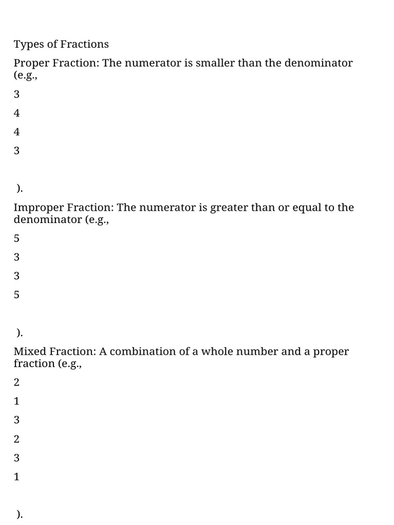 Fraction Chapter Class 6 | PDF | Division (Mathematics) | Numbers