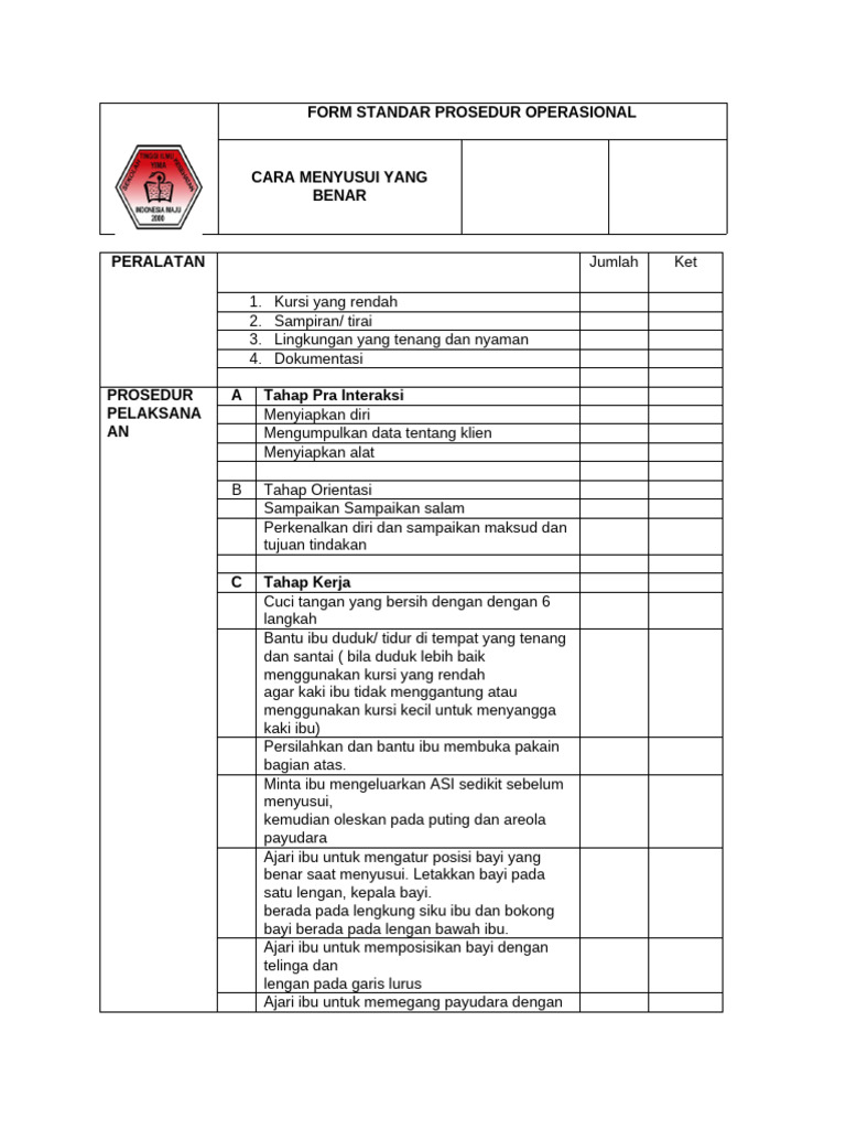 Form Spo Menyusui Yang Benar | PDF