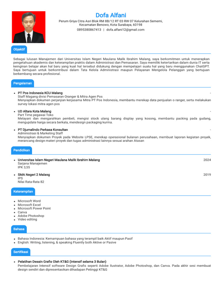 Contoh Untuk CV PDF | PDF