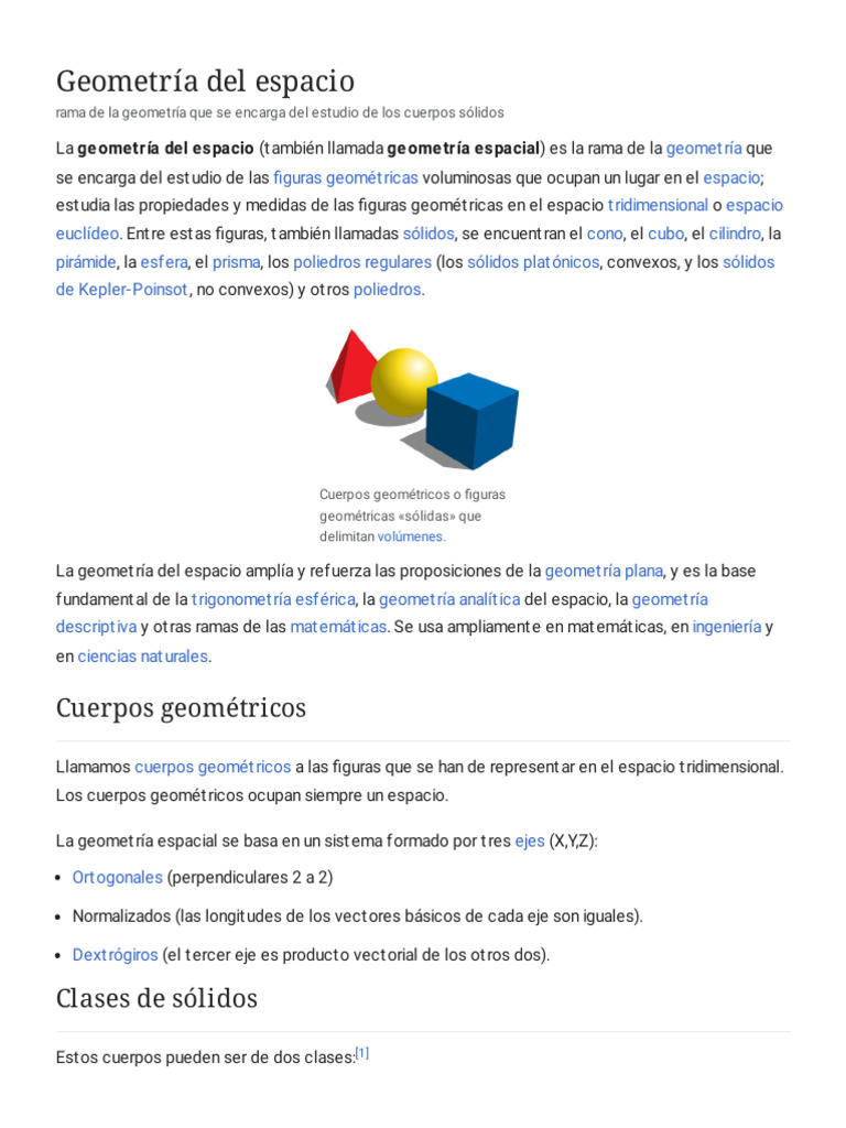 Geometría del Espacio: Figuras Sólidas | PDF | Geometria clasica ...