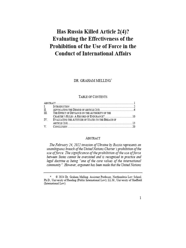 Has Russia Killed Article 2 (4) | PDF | Deviance (Sociology) | International Law