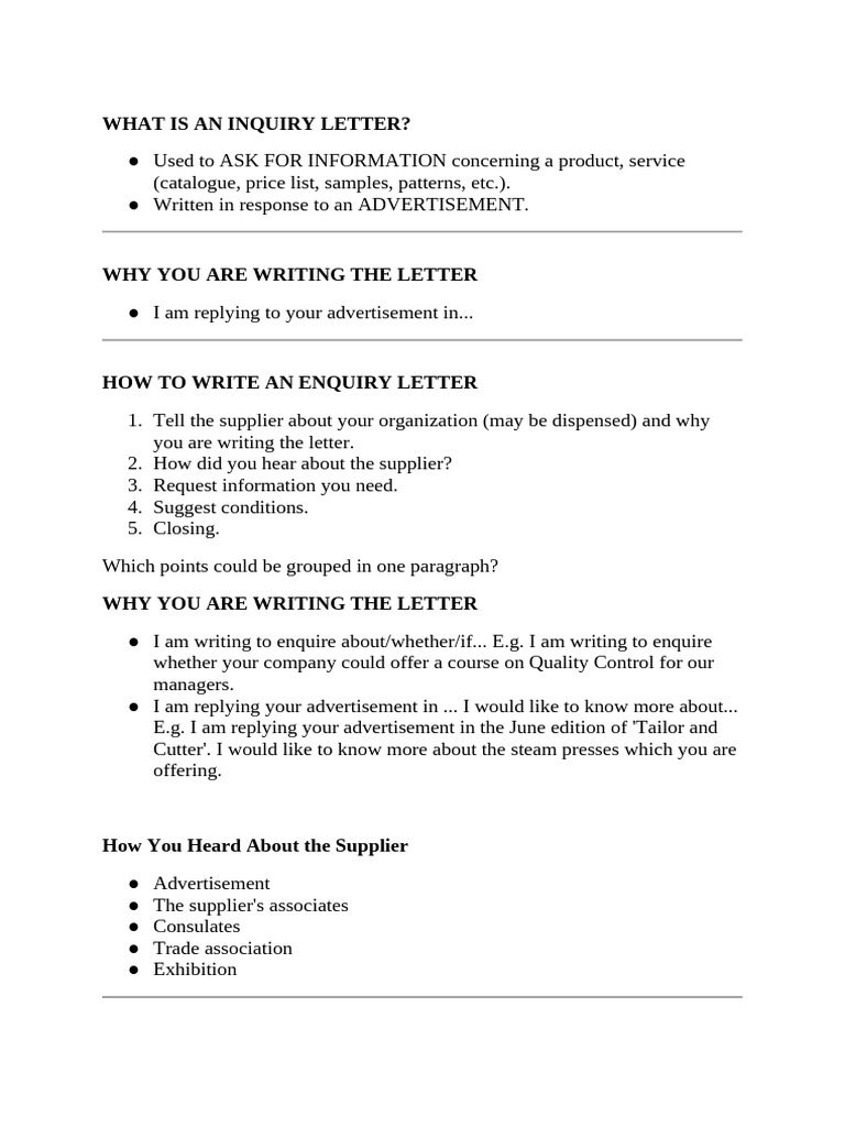 How to Write an Inquiry Letter | PDF