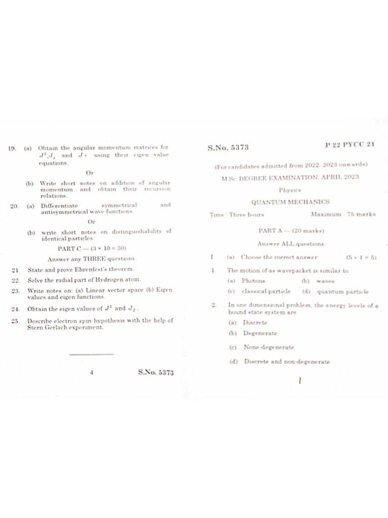 II - Sem - Question Papers | PDF