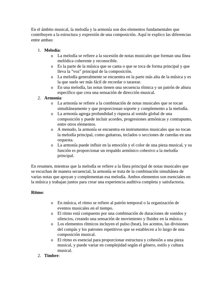 Elementos Clave en la Música | PDF | Ritmo | Melodía
