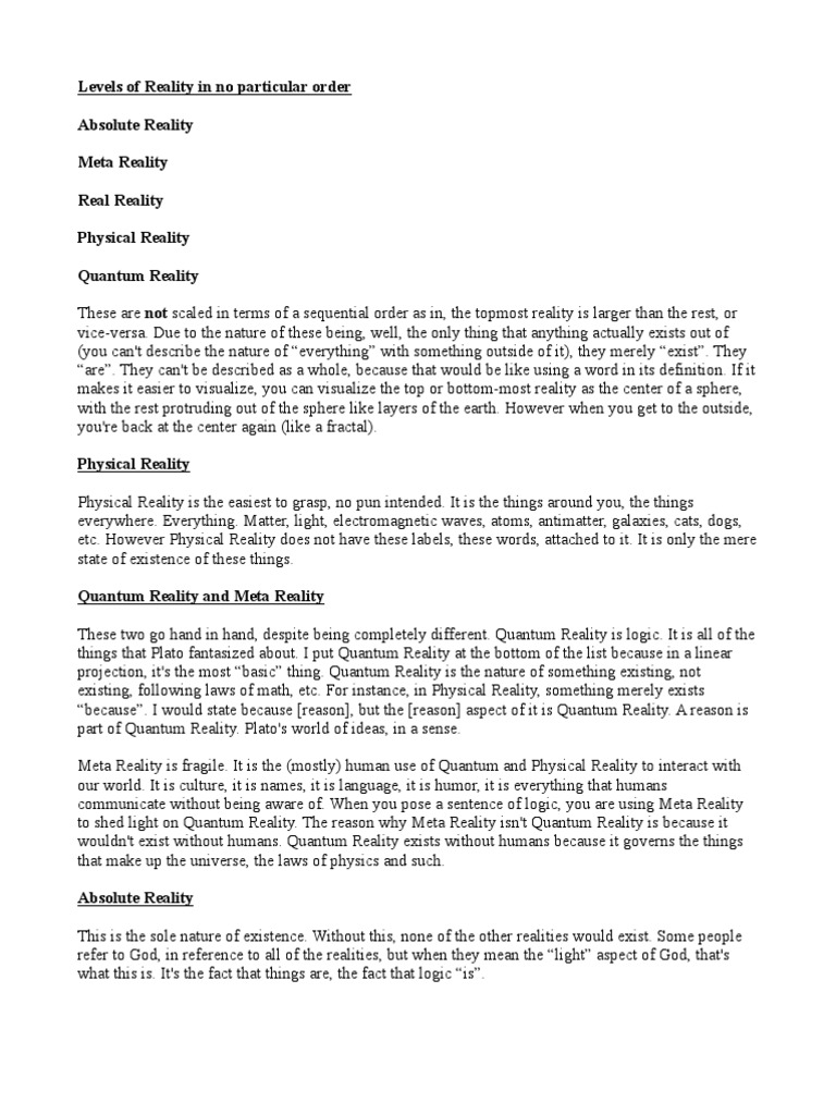 Reality | PDF | Reality | Concept