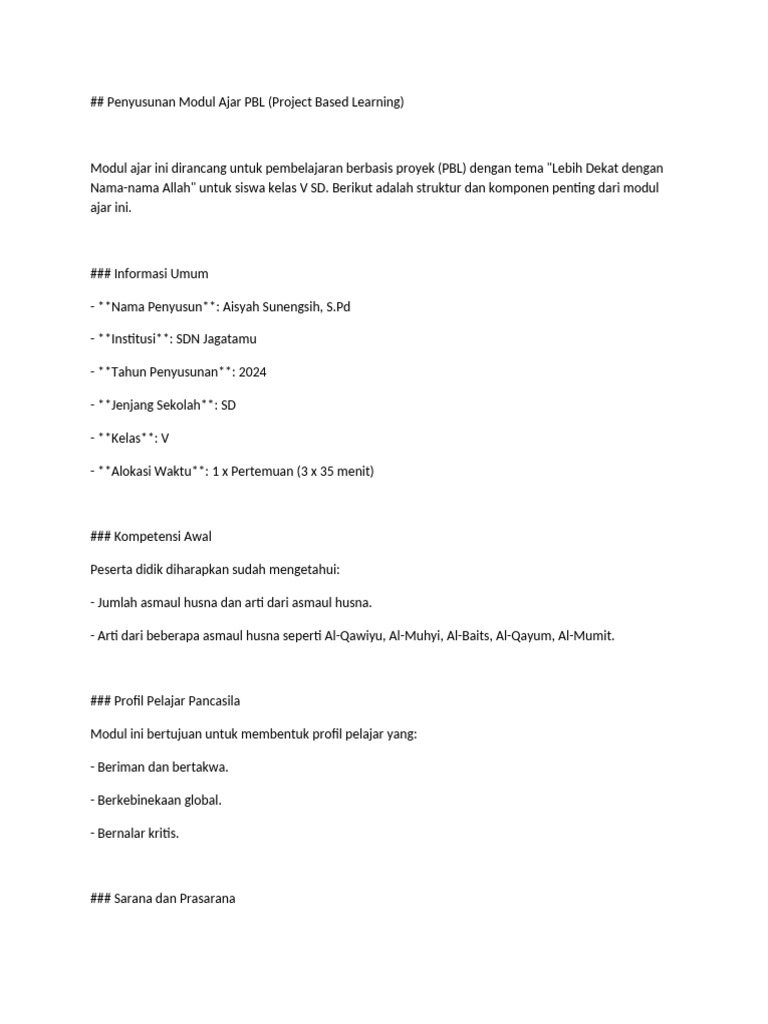 Penyusunan Modul Ajar PBL PERPLEXITY | PDF