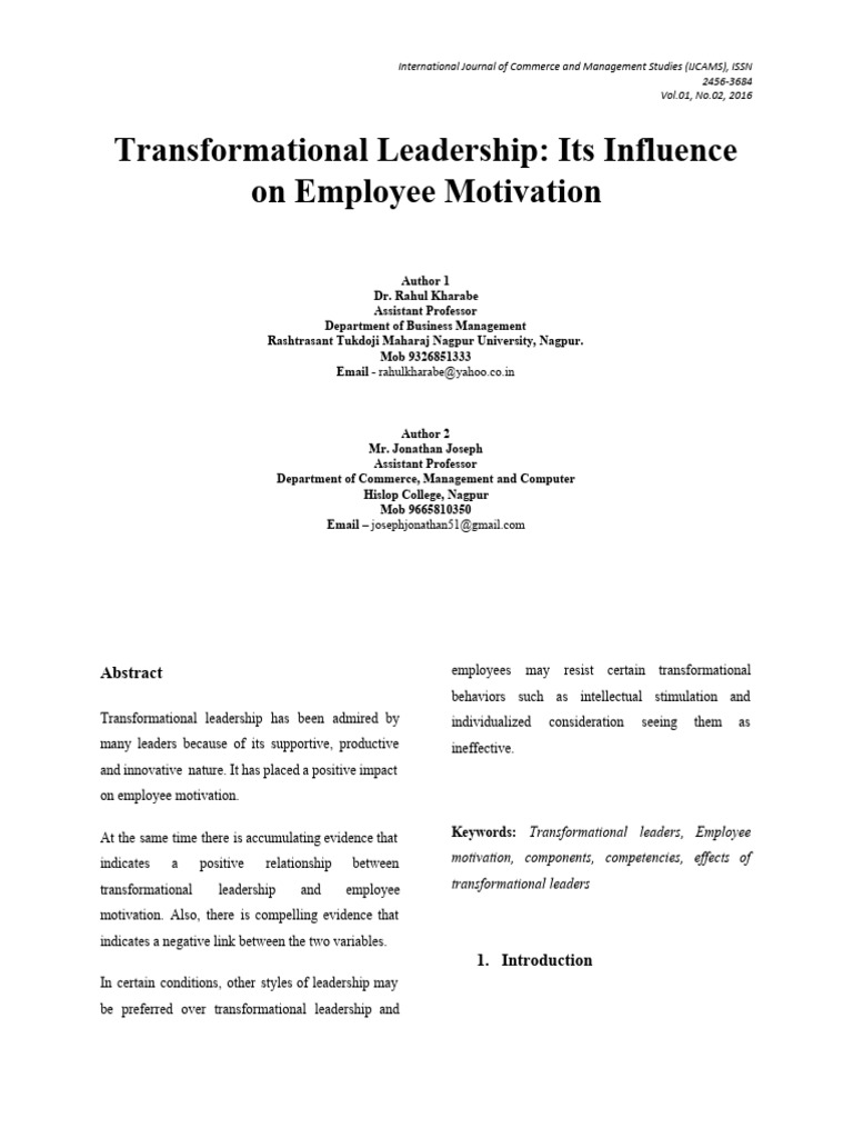 Transformational Leadership | PDF | Transformational Leadership ...