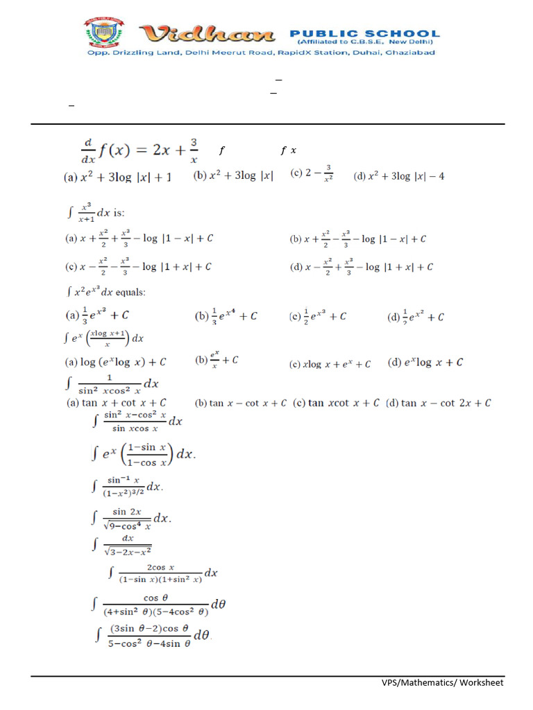 Mathematics-XII-Integrals | PDF