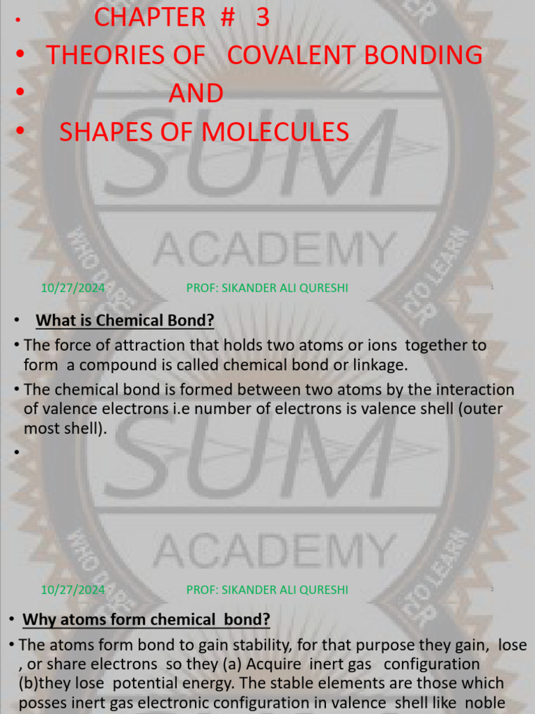 Unit-3 Chemical Bonding | PDF | Chemical Polarity | Chemical Bond