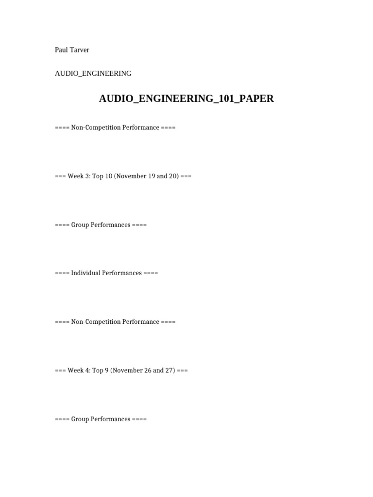Audio Engineering 101 Paper | PDF