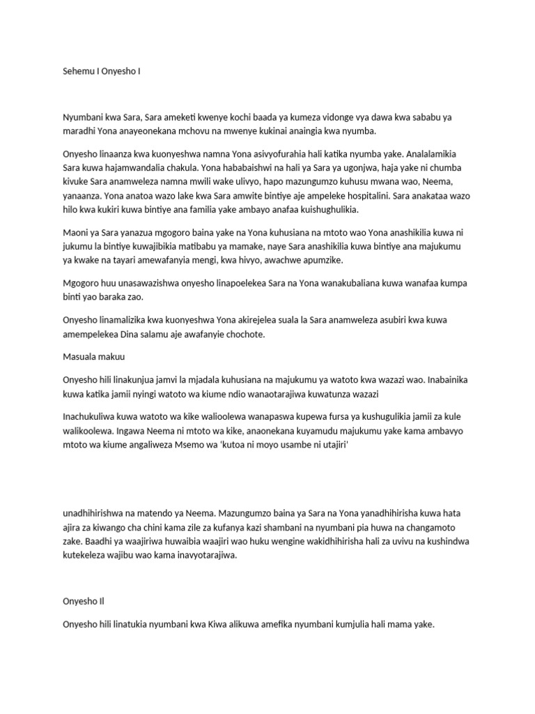 Bembea Ya Maisha Sehemu Ya Kwanza | PDF