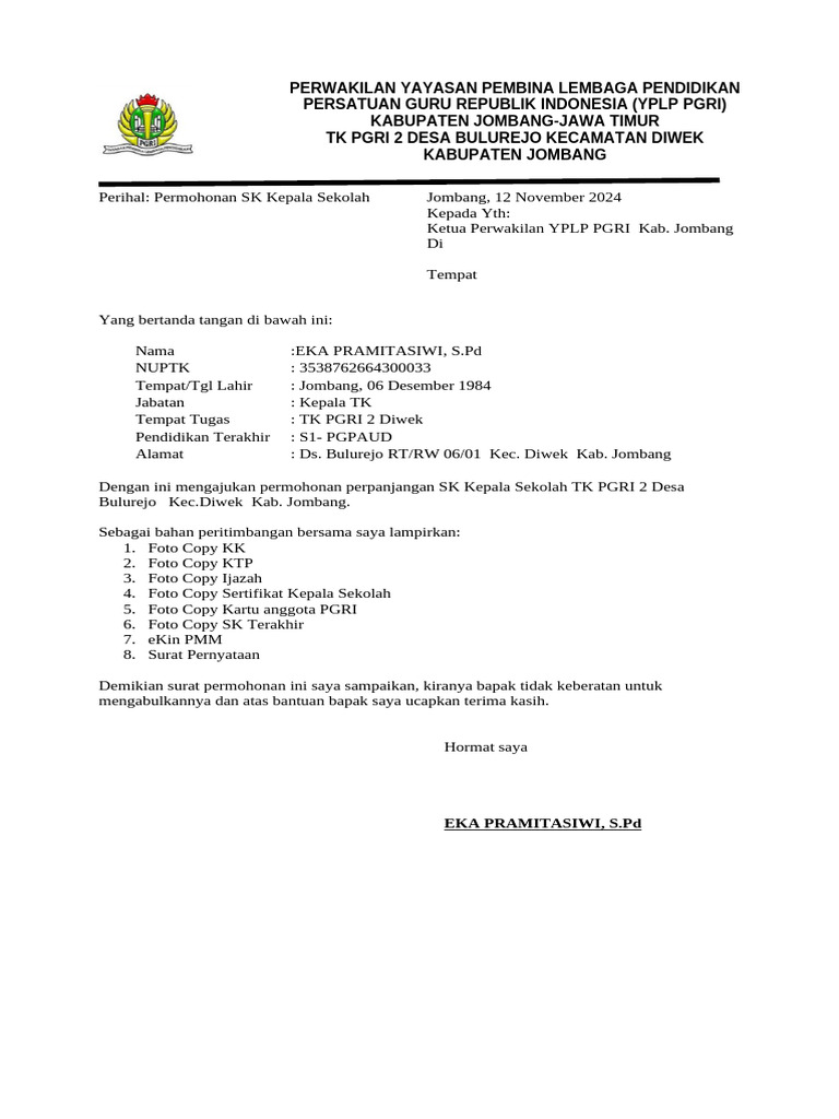 Surat Pengantar Pengajuan KS | PDF