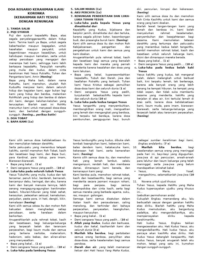 Doa Rosario Kerahiman Ilahi | PDF