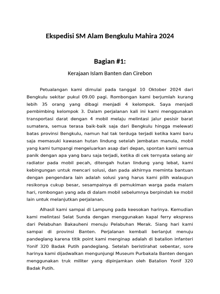 Catatan Ekspedisi Mahira 2024 Ilham | PDF