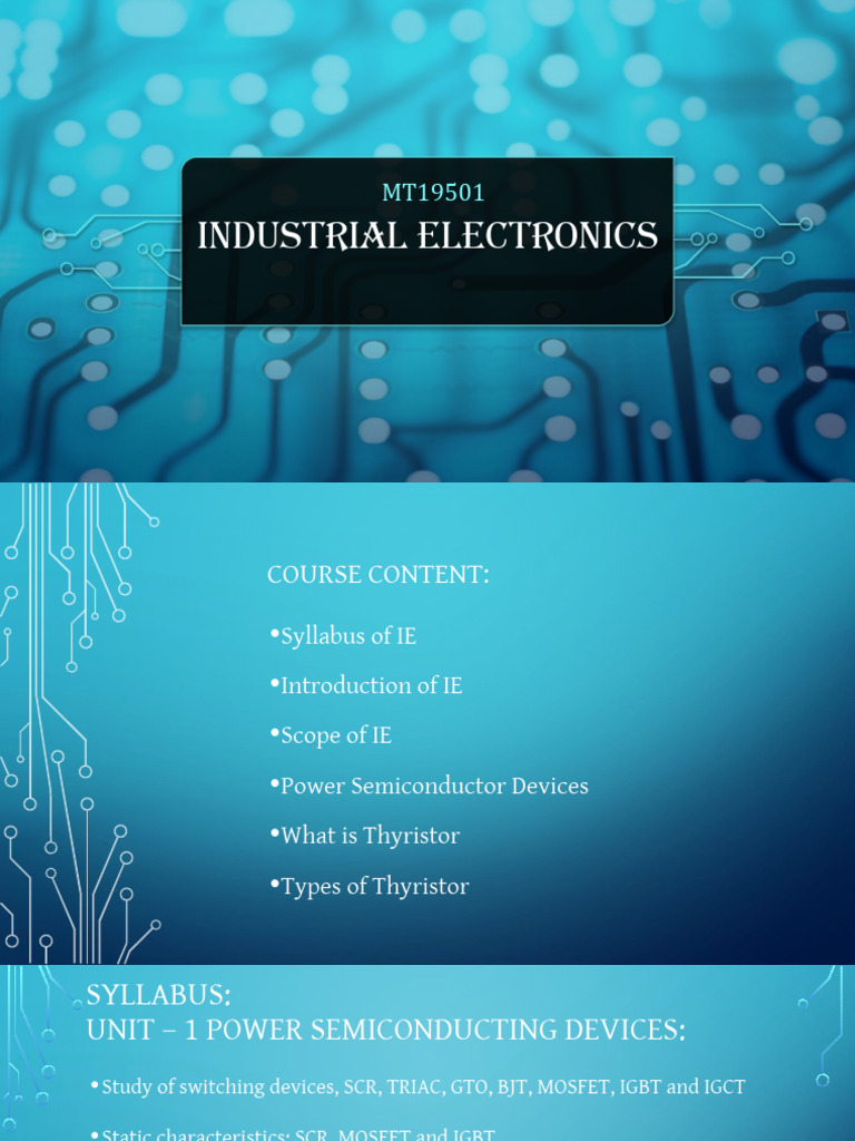 Industrial Electronics Unit1 | PDF | Bipolar Junction Transistor | Mosfet